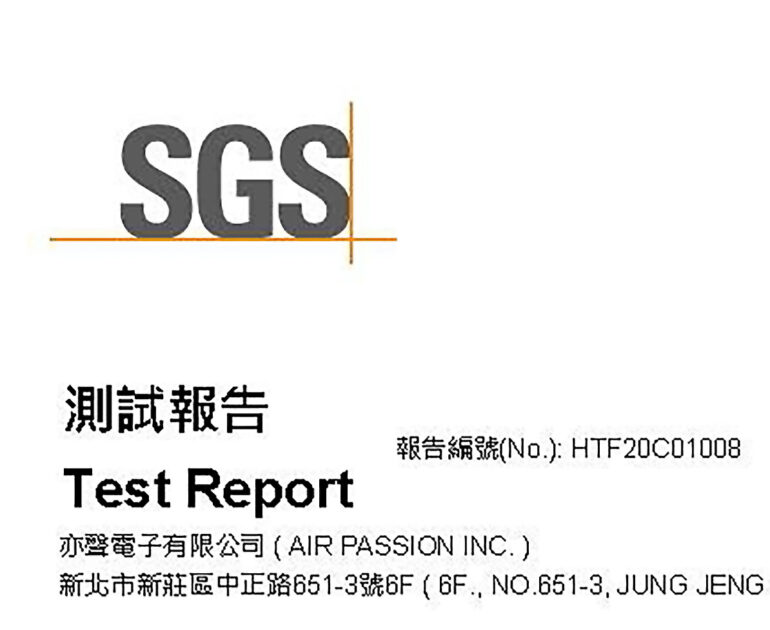 SGS Safety Certification – AIR PASSION INC.